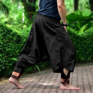 Harem Pants in Black With Ethnic Fabric, Goa Pants Made of 100% Cotton ...
