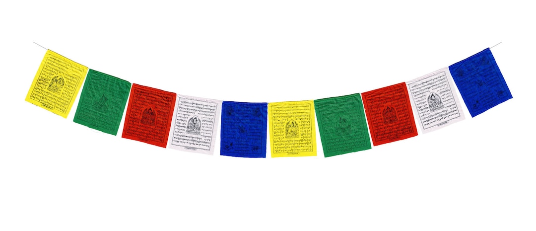 Tibetan Prayer Flags White Tare Approx. 2.5 M 10 Pennants Handmade in ...