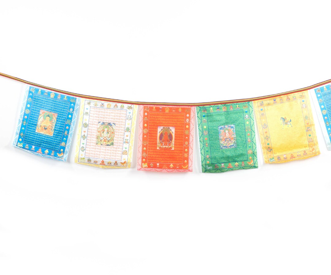 Tibetan Prayer Flags Long 5 Meters 20 Flags From Nepal Handmade Frayed ...