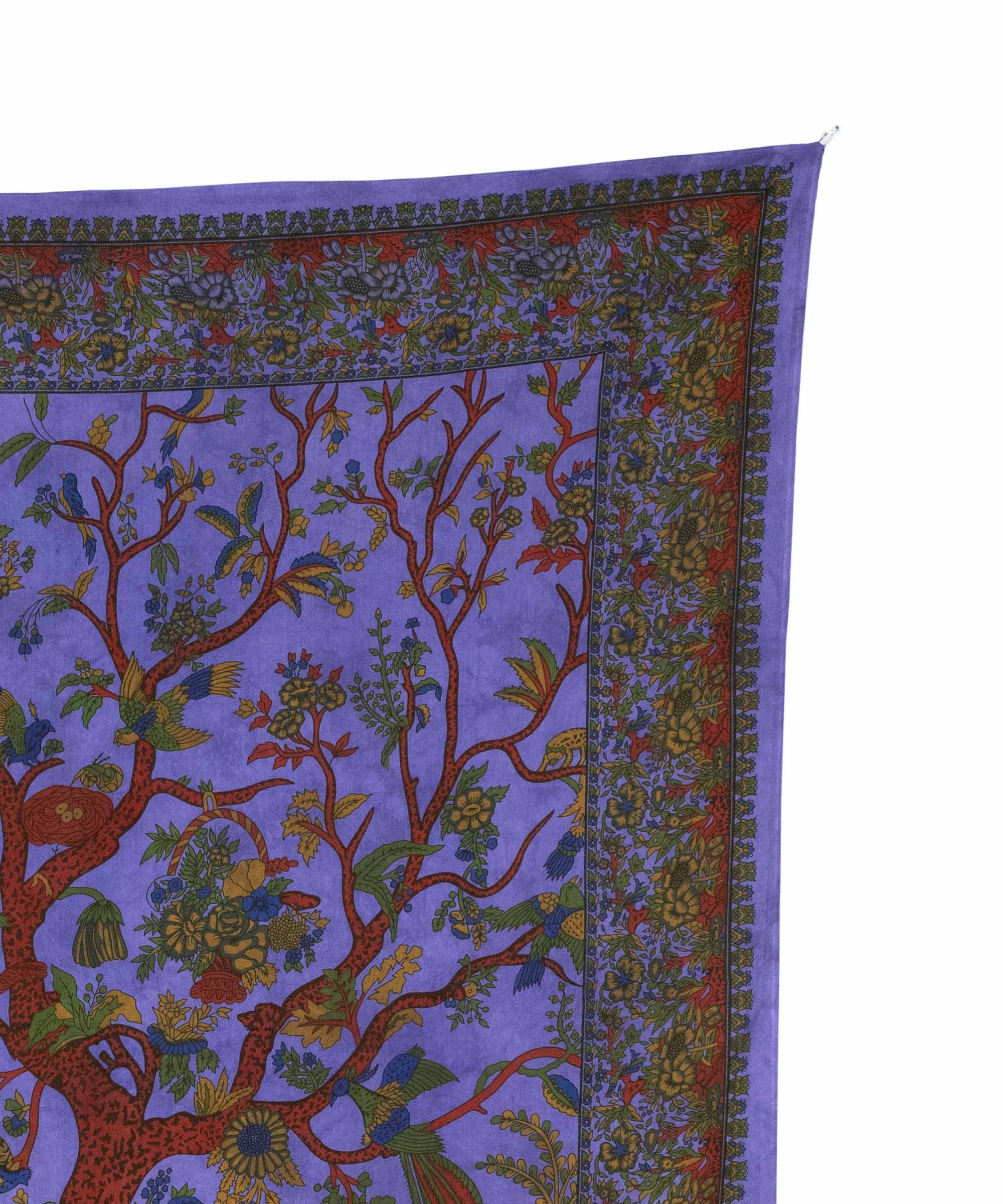 Indian tapestry tree of life yggdrasil purple tie dye big | Etsy