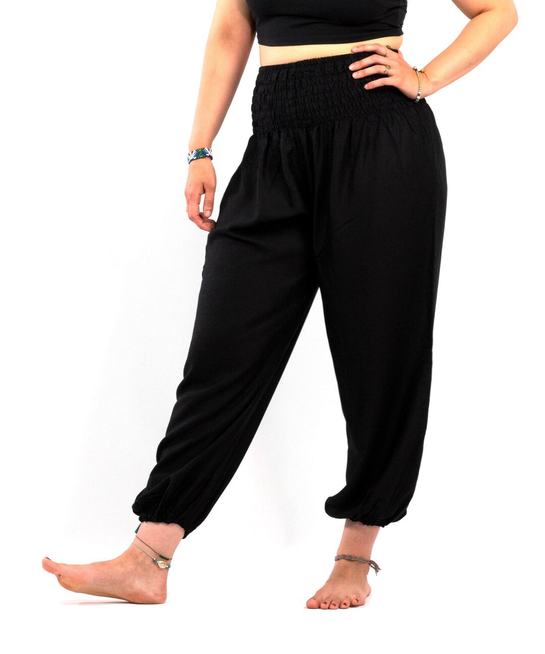 Harempants in Black, Yogapants for Men and Women in Plain Black, Unisize and One-fit for All in ...