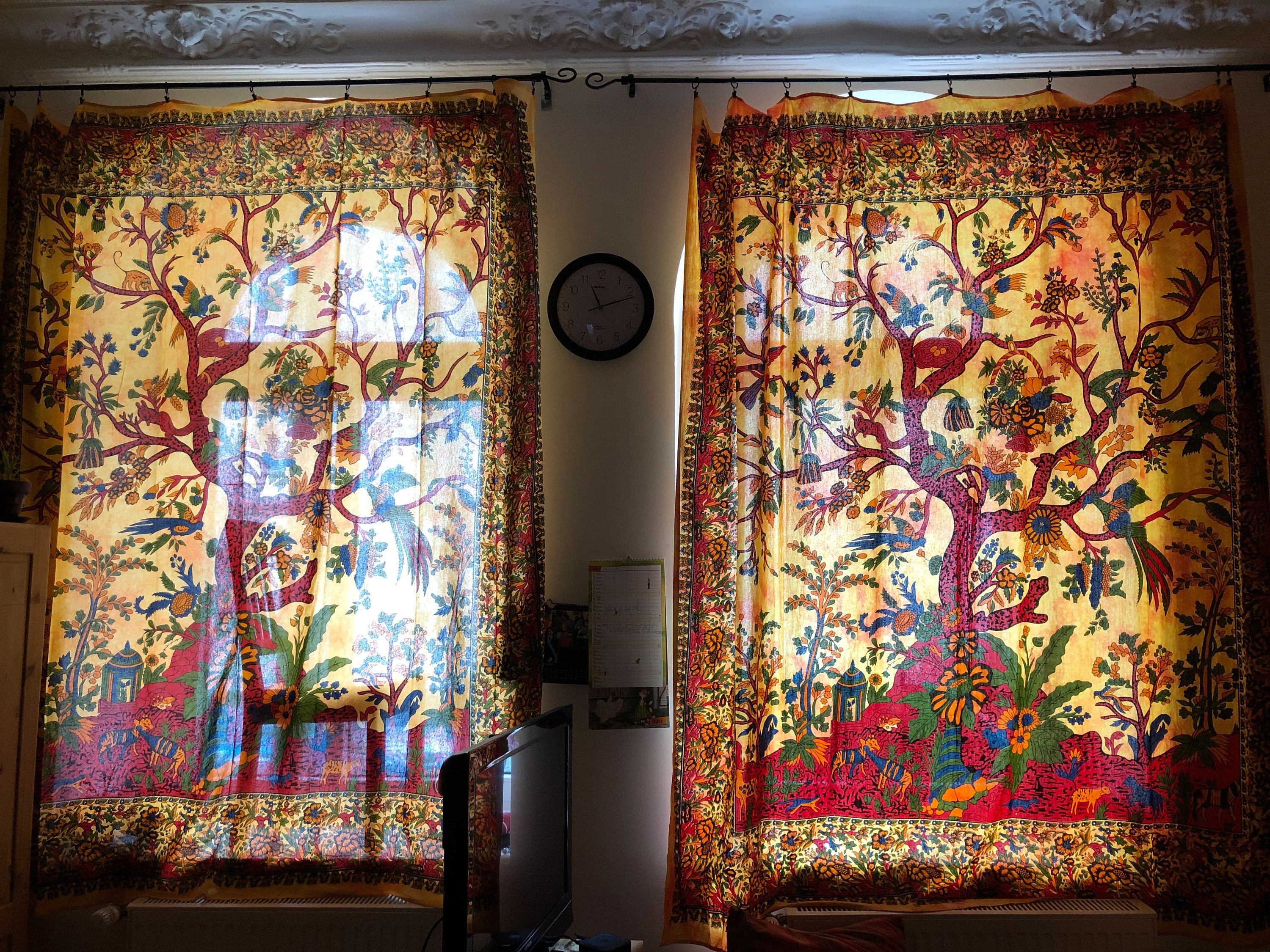 Curtain Tree of Life Orange Drapery With Indian Peepal Tree - Etsy UK