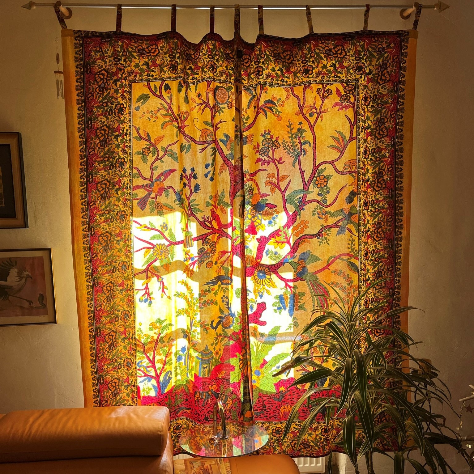 Curtain Tree of Life Orange Drapery With Indian Peepal Tree - Etsy UK