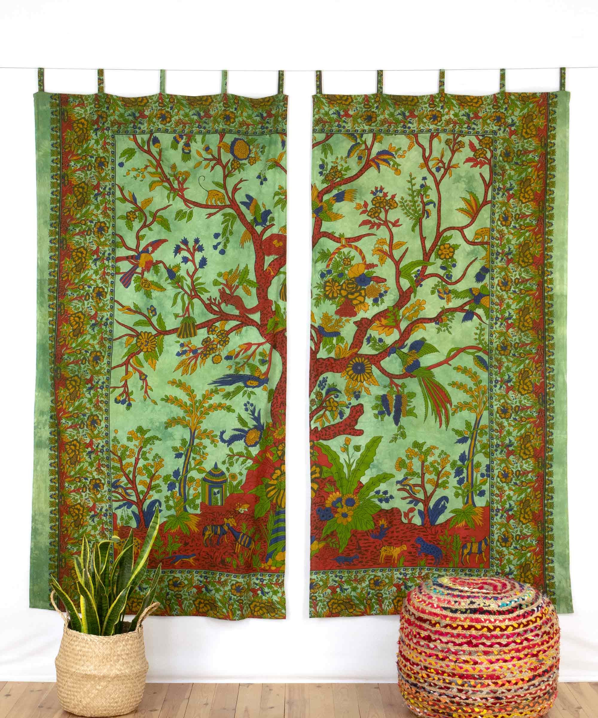 Curtain Tree of Life Green Drapery With Indian Peepal Tree - Etsy