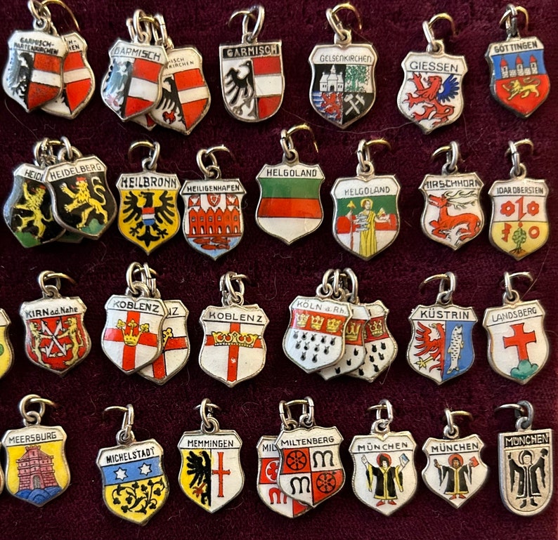 Vintage German City Shield Charm, 800 Silver Enamel Travel Charms - Etsy