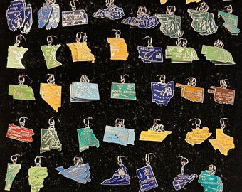 Vintage Enameled US State Charms. Sterling Silver. Travel - Etsy