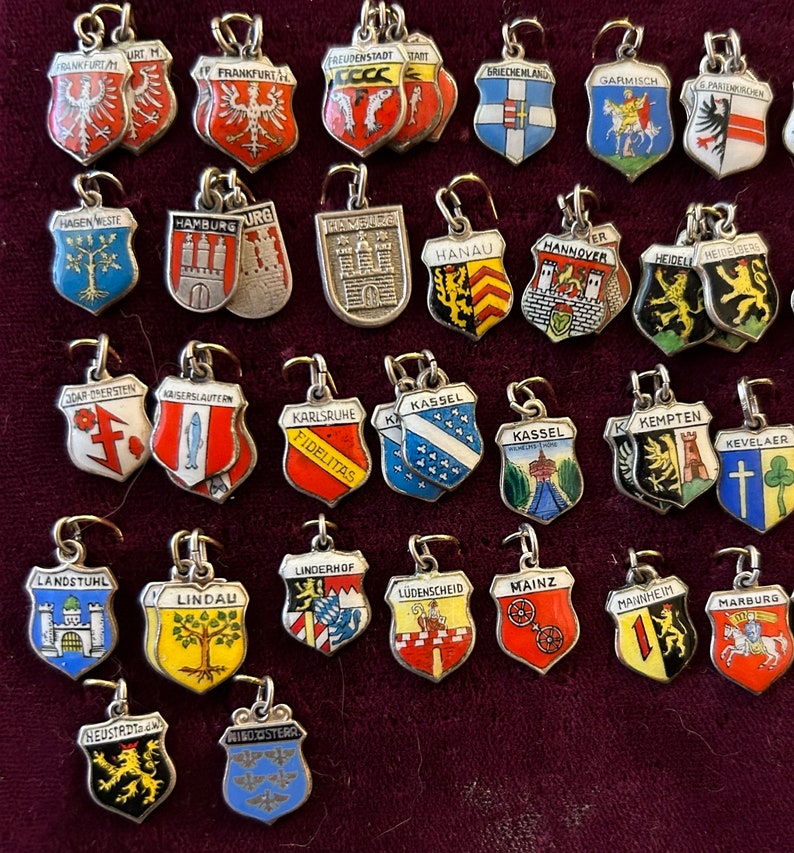 Vintage German City Shield Charm, 800 Silver Enamel Travel Charms - Etsy