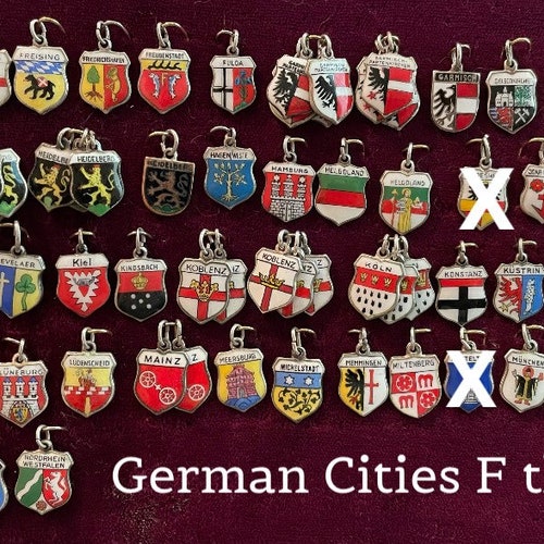 Vintage German Cities O to Z Travel Charms in 800 Silver 1940s - Etsy