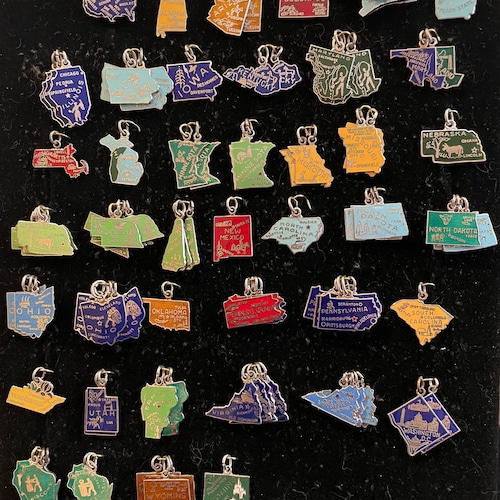 Vintage Enameled US State Charms. Sterling Silver. Travel - Etsy