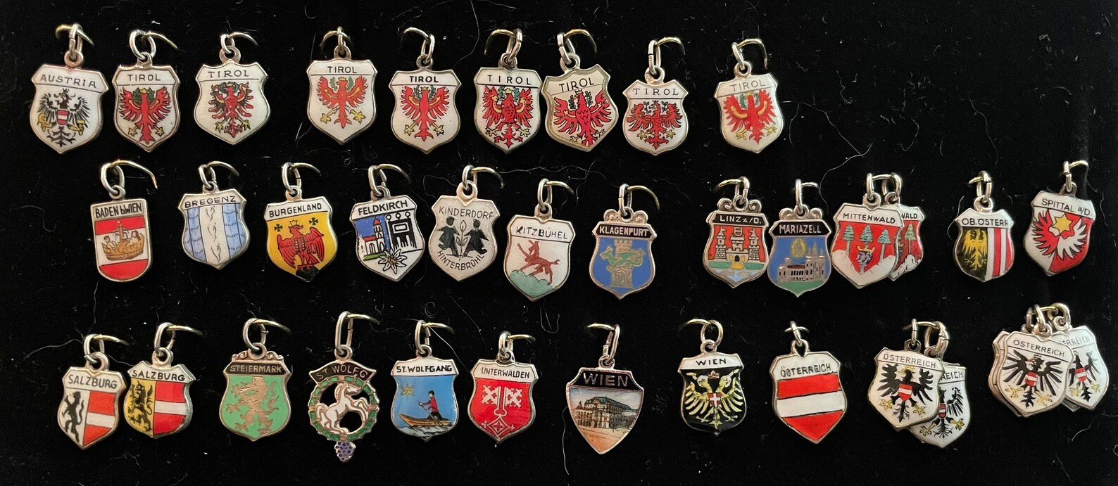 Vintage Austria Travel Shields and Hand Painted Charms in 800 - Etsy
