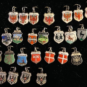 Vintage Austria Travel Shields and Hand Painted Charms in 800 835 ...
