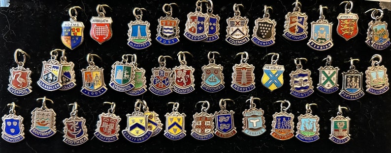 Vintage Enameled Silver Travel Shield Charm, United Kingdom, Scotland ...
