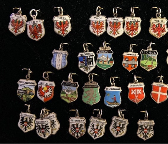 Vintage Austria Travel Shields and Hand Painted Charm… - Gem