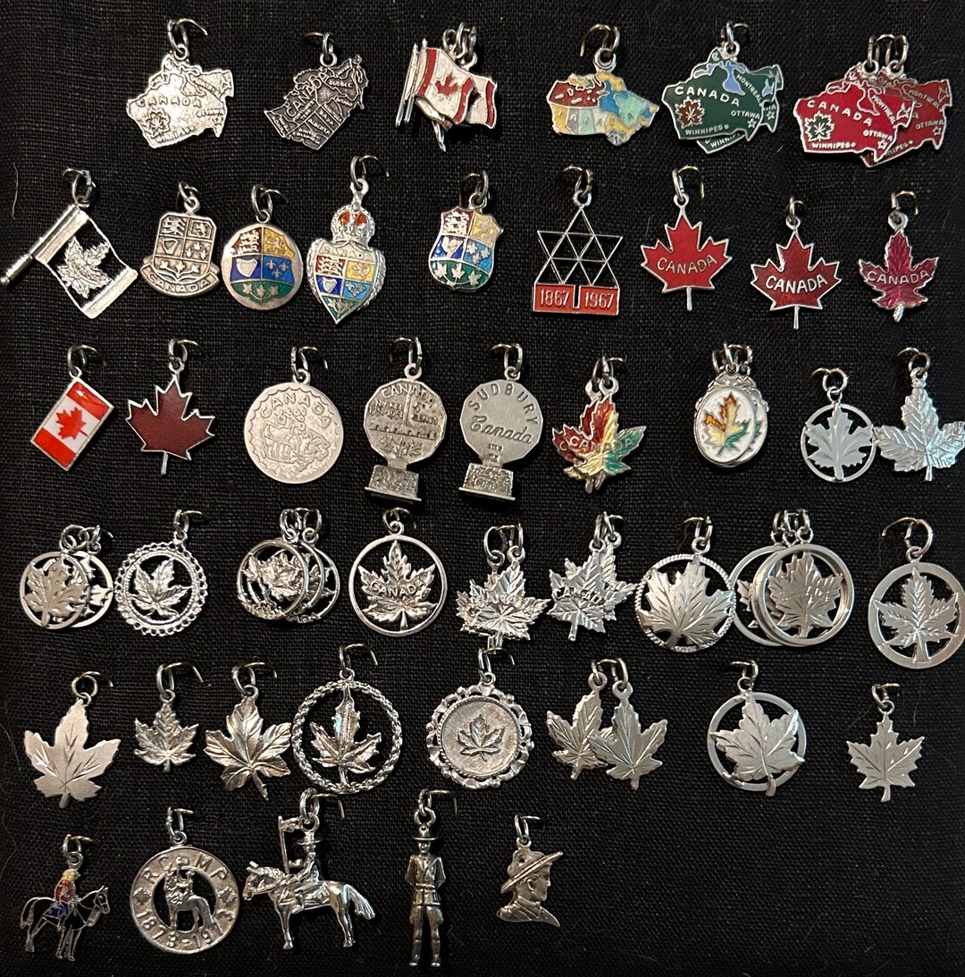 Vintage Canadian Maps & Maple Leaves Sterling Silver Charms 1960s to ...