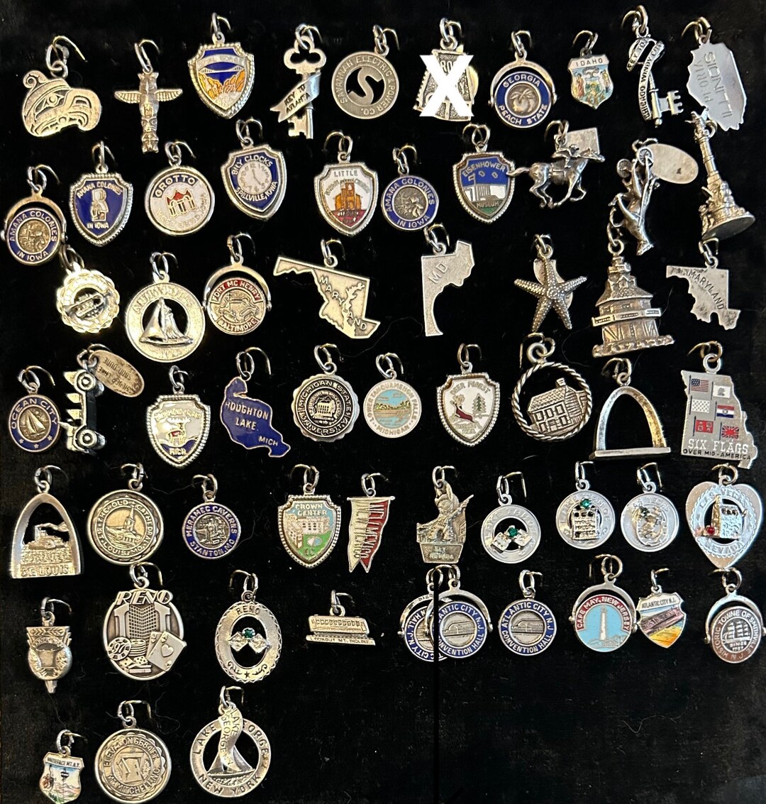 Vintage States, US Cities & Attractions Travel Charms in Sterling ...
