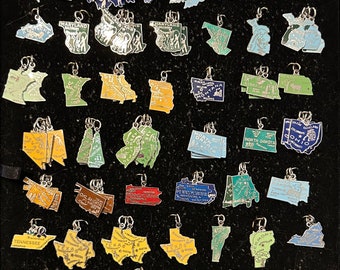 Vintage Enameled US State Charms. Sterling Silver. Travel - Etsy
