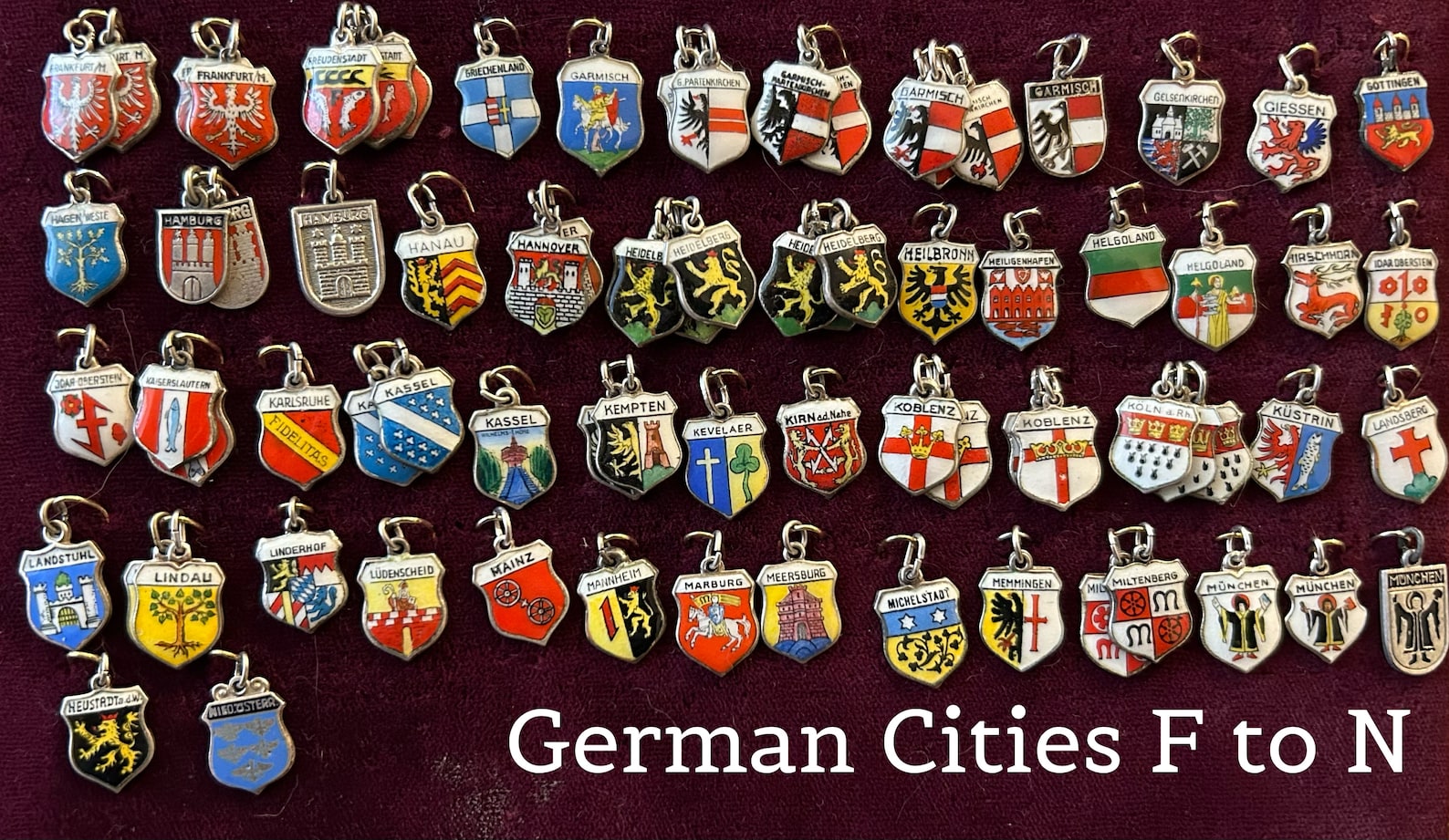 Vintage German City Shield Charm, 800 Silver Enamel Travel Charms - Etsy