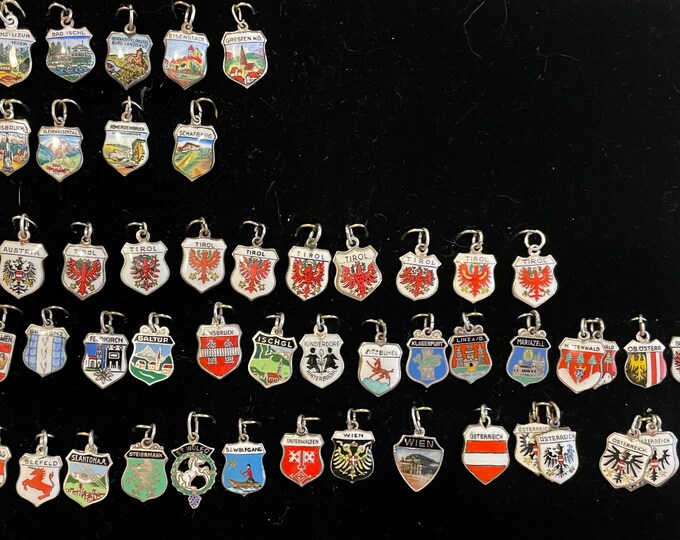 Vintage Austria Travel Shields and Hand Painted Charms in 800 - Etsy