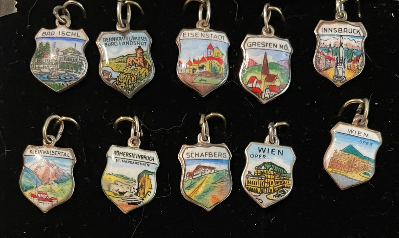 Vintage Austria Travel Shields and Hand Painted Charms in 800 - Etsy
