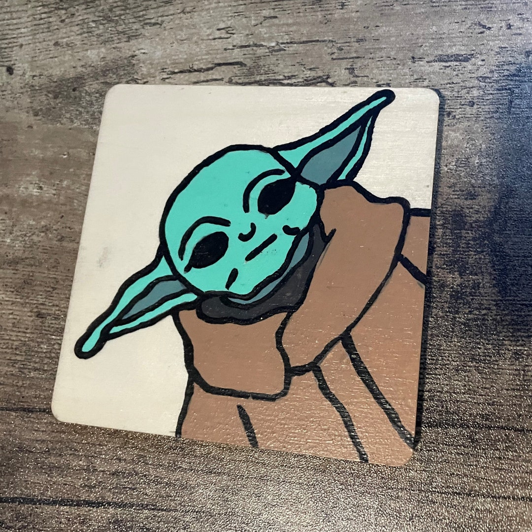 The Mandalorian Baby Yoda Grogu Hand Painted Coaster - Etsy