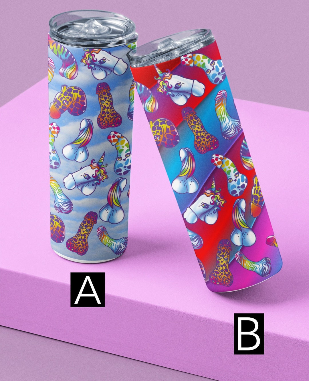 Rainbow Inappropriate Adult Penis Lisa 20oz or 30oz Skinny Tumbler glow ...