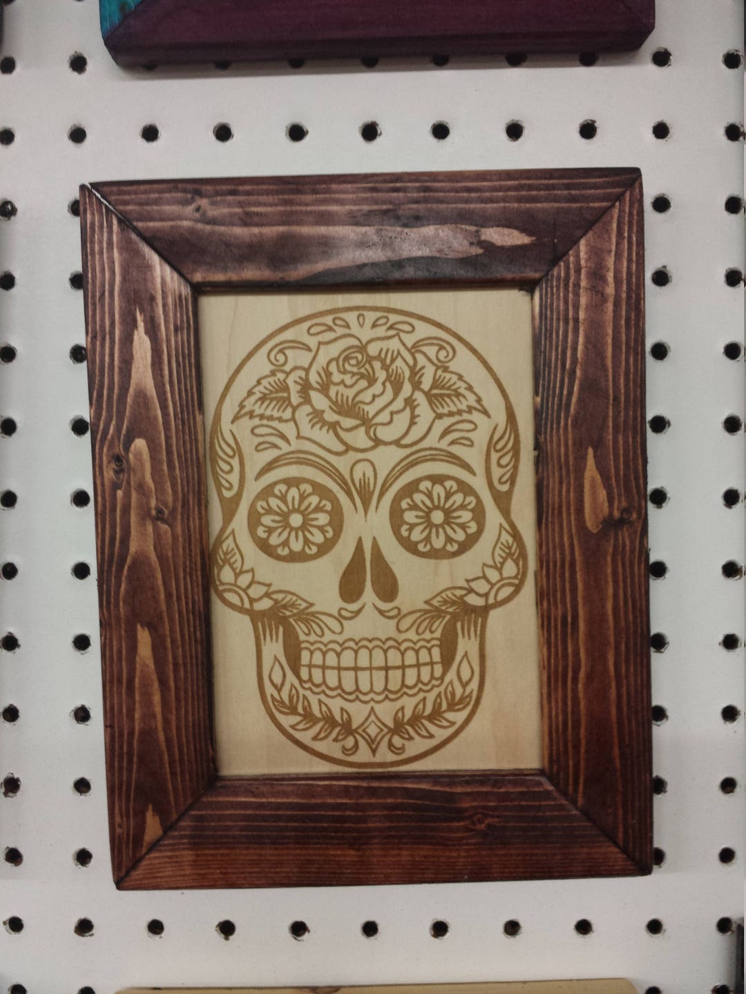 Laser Engraved Sugar Skull Image With Handmade Rustic Frame - Etsy