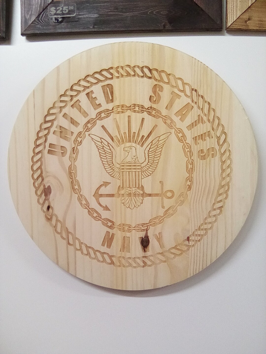 Laser Engraved Round US Military Navy Emblem - Etsy
