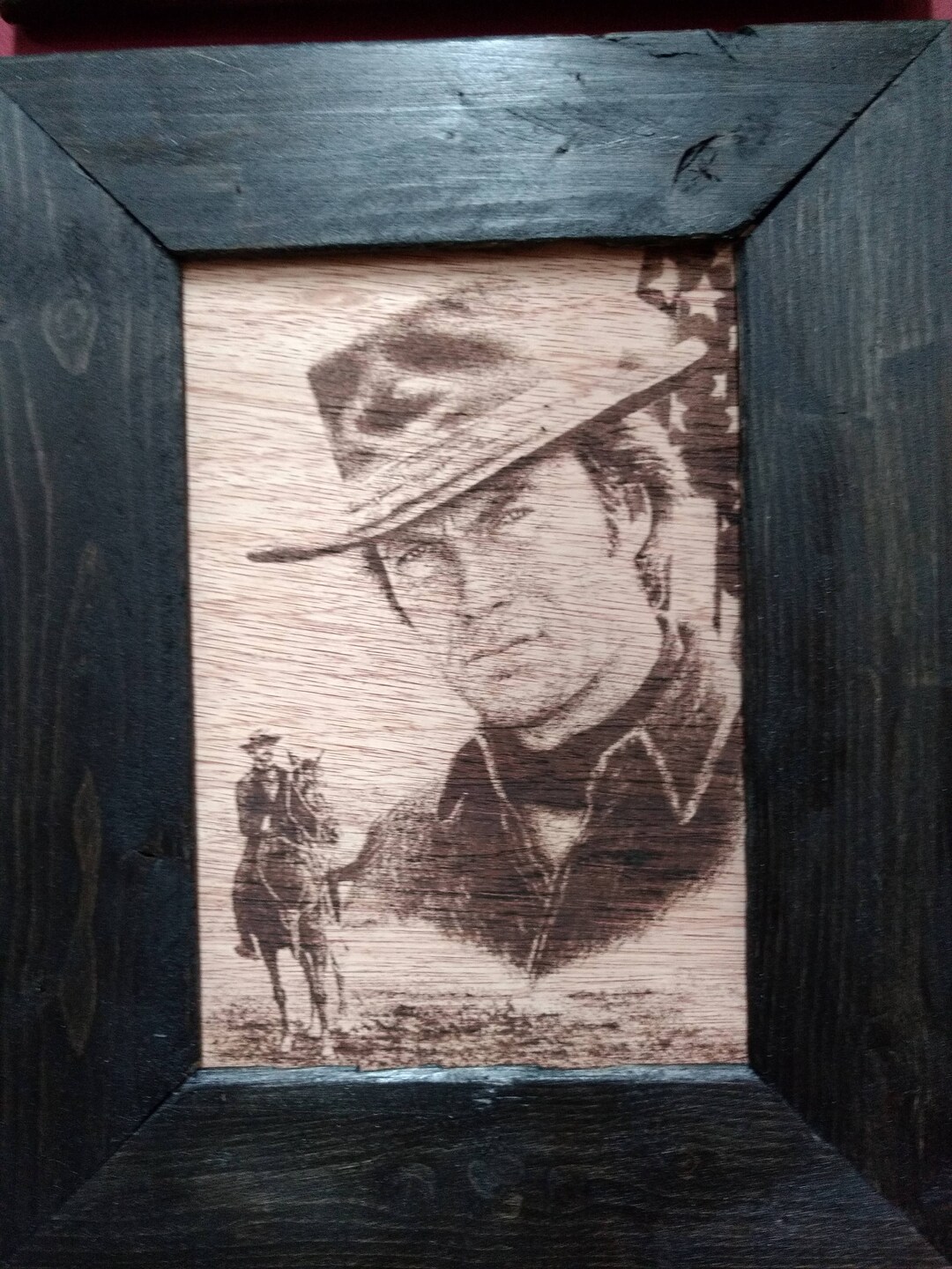 Laser Engraved Clint Eastwood Image With Handmade Rustic Frame - Etsy