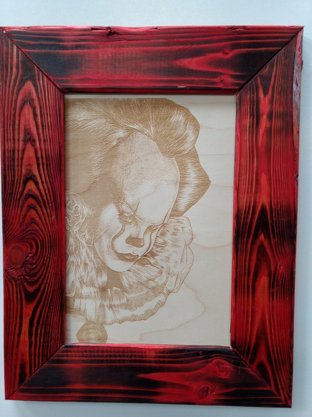 Pennywise (bill Skarsgard) Laser Engraving in a Handmade Rustic Frame ...