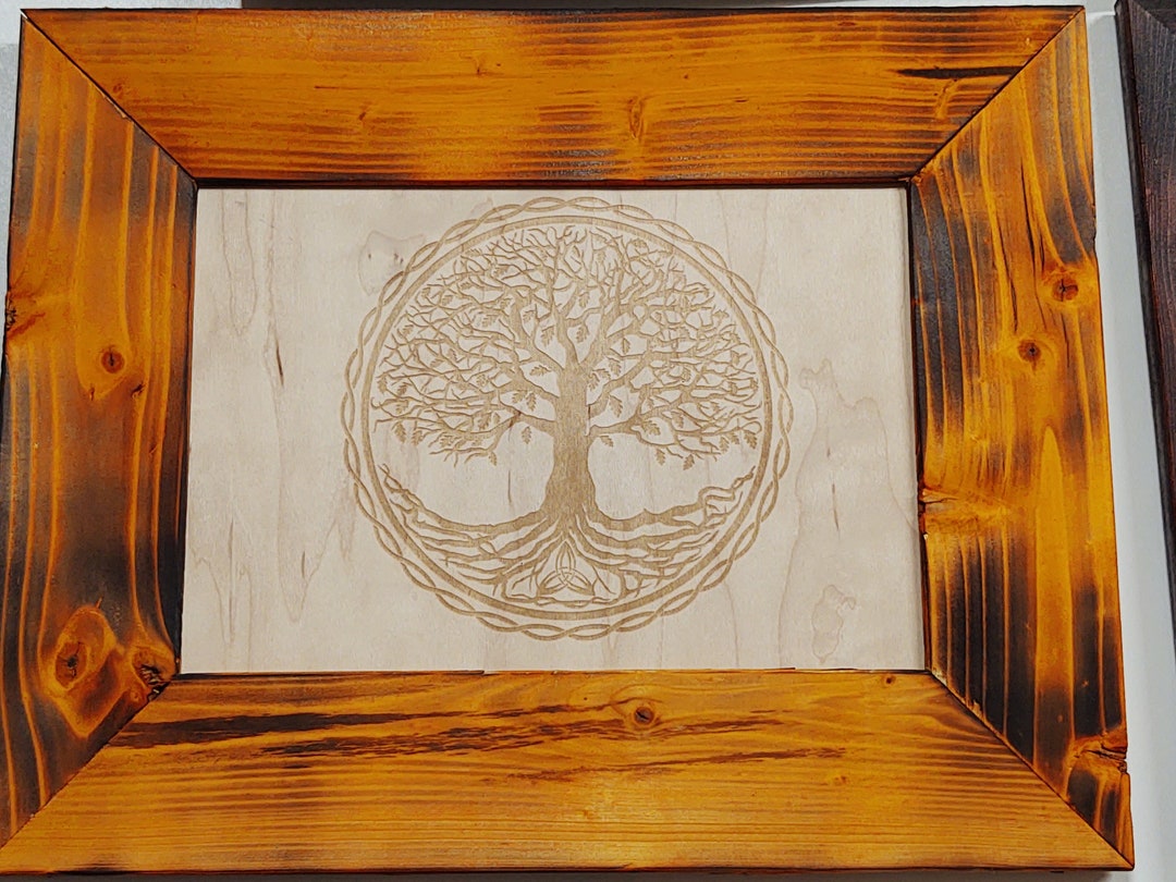 Tree of Life Triquetra Roots. Laser Engraving in a Handmade Rustic ...