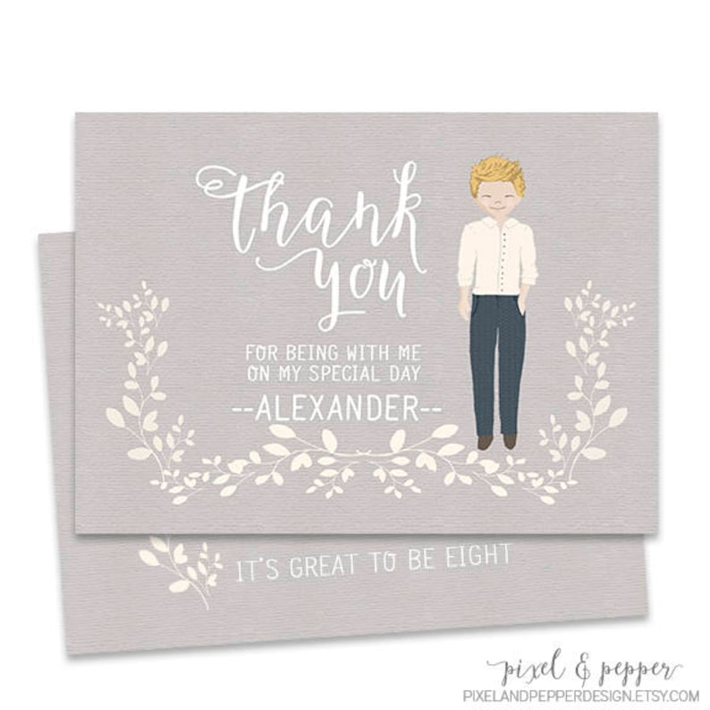 LDS Baptism Thank You Card, Boy Illustration Portrait, Baptism ...