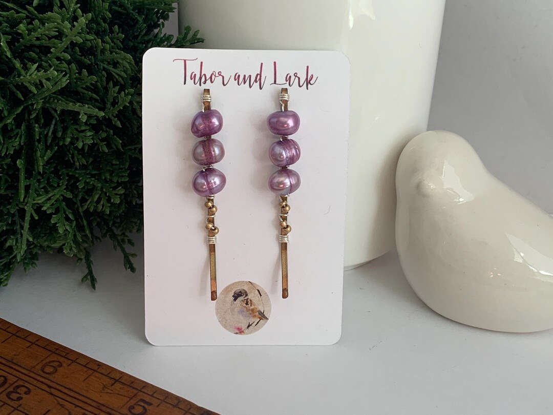 Lavender Freshwater Pearl Bobby Pins, Minimalist Hair Pins, Dainty Hair ...