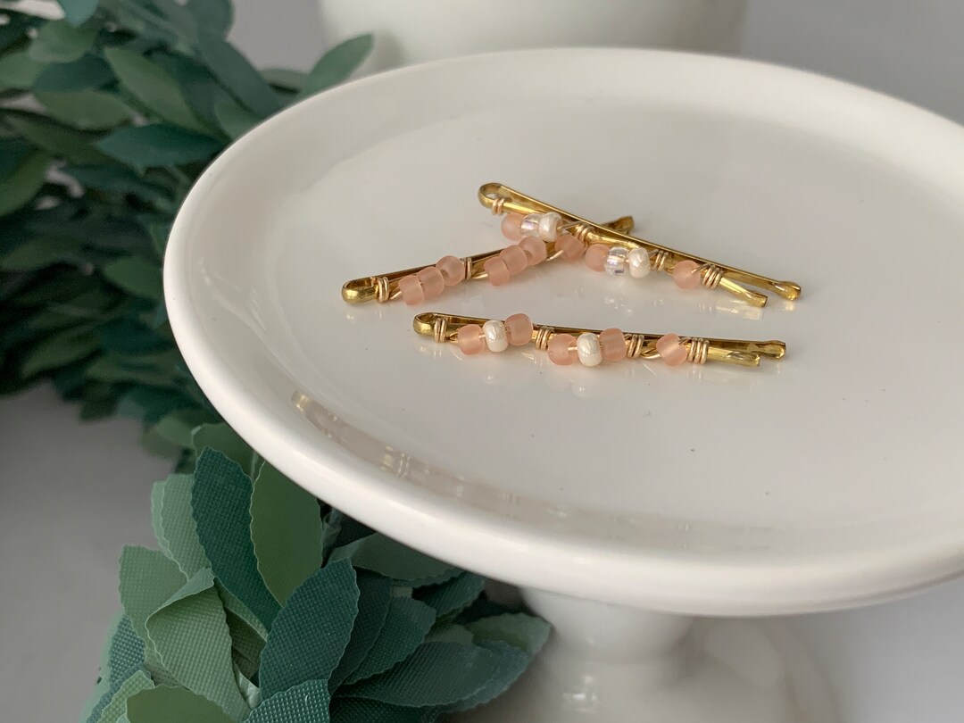 MINI Bobby Pins for Fine Hair, Pink Mini Beaded Hair Pins, Mini Hair ...