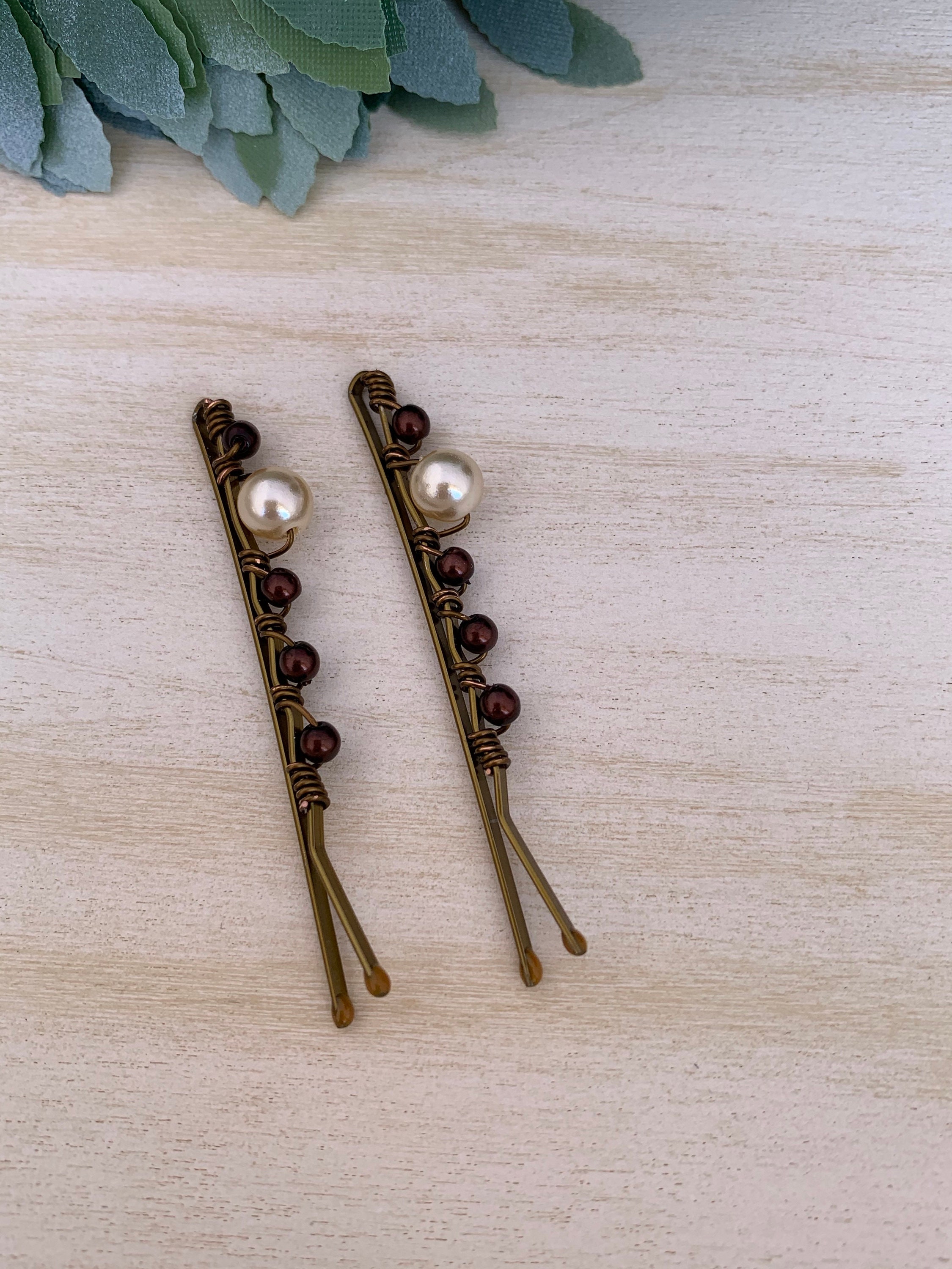 Dark Brown Pearl Bobby Pins Classic Pearl Hair Pins Set of - Etsy