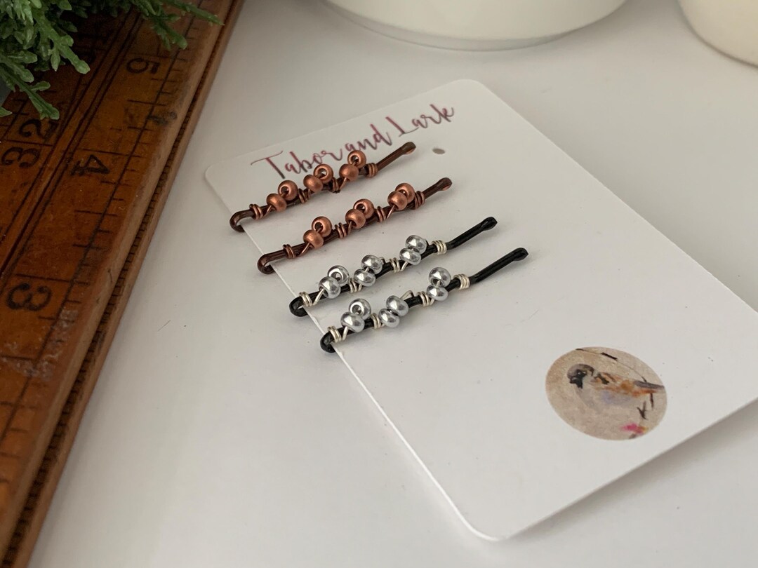 MINI Bobby Pins, Two Silver and Two Copper Mini Hair Pins, Basic Mini ...