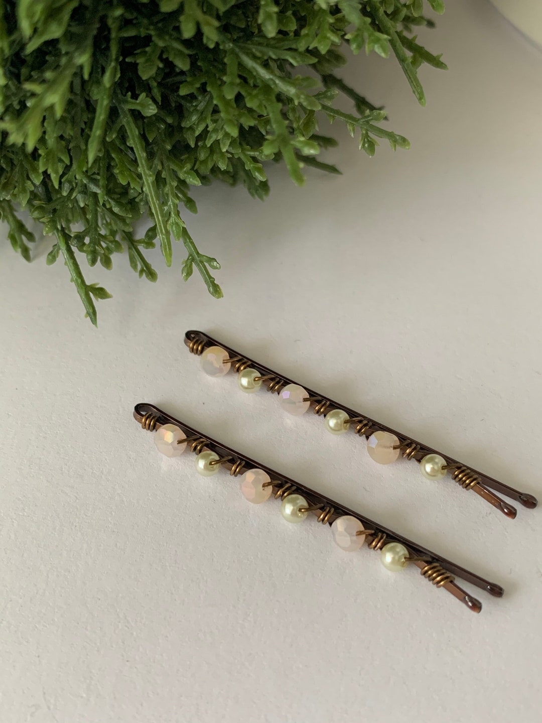 Classic Pearl Bobby Pin Set, off White Pearl and Crystal Hair Slides ...