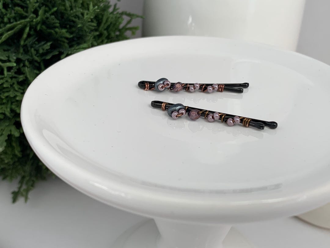 MINI Bobby Pins for Fine Hair, Purple Beaded Hair Pins, Grandma Gift - Etsy