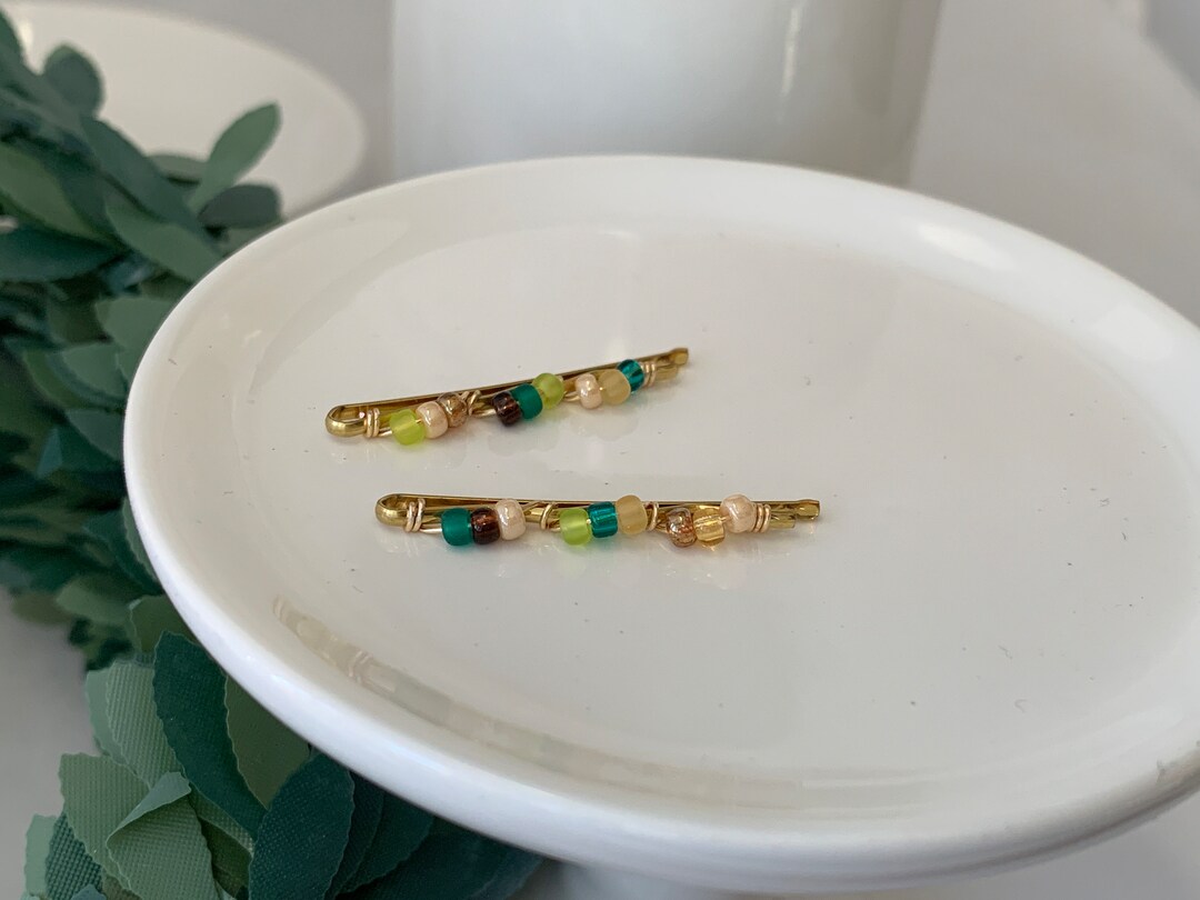 Mini Bobby Pins for Fine Hair, Blue, Black, and Brown Beaded Hair Pins ...