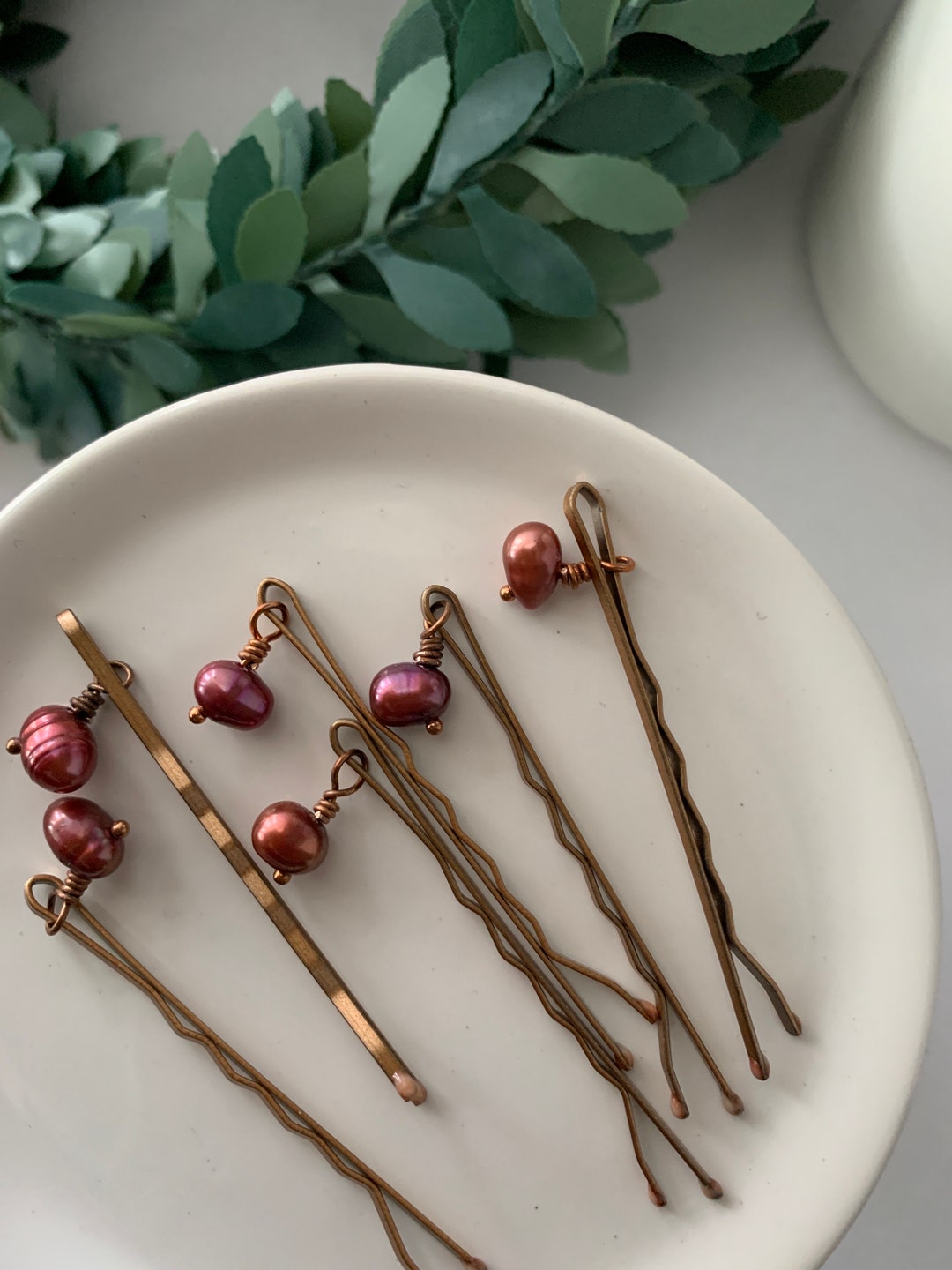 Freshwater Pearl Bobby Pin Set, Pink Freshwater Pearl Hair Slides ...