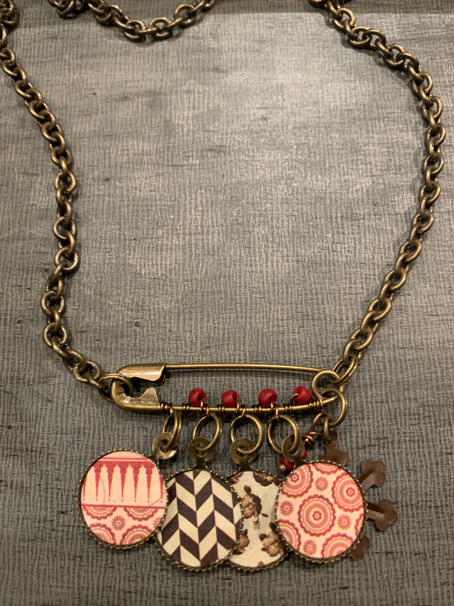 Safety Pin Necklace Handmade Charm Necklace Short Necklace | Etsy