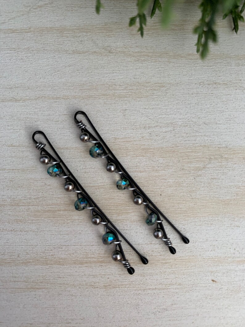 Gray Pearl Bobby Pins Sparkle Hair Slides Delicate Hair - Etsy
