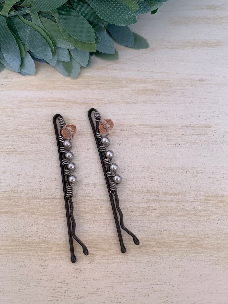 Silver Gray Glass Pearl Bobby Pins Gray and Pink Hair Pins - Etsy