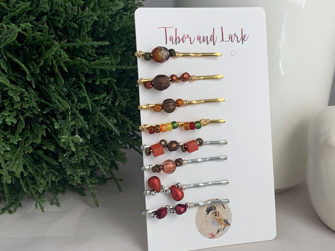 Individual MINI Bobby Pins, Fall Colored Mini Bobby Pins, Beaded Mini ...