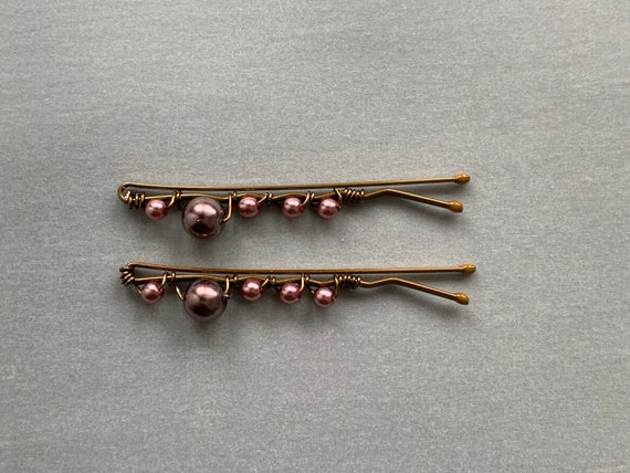 Pink Pearl Bobby Pins Dusty Pink Hair Clips Set of Hair | Etsy
