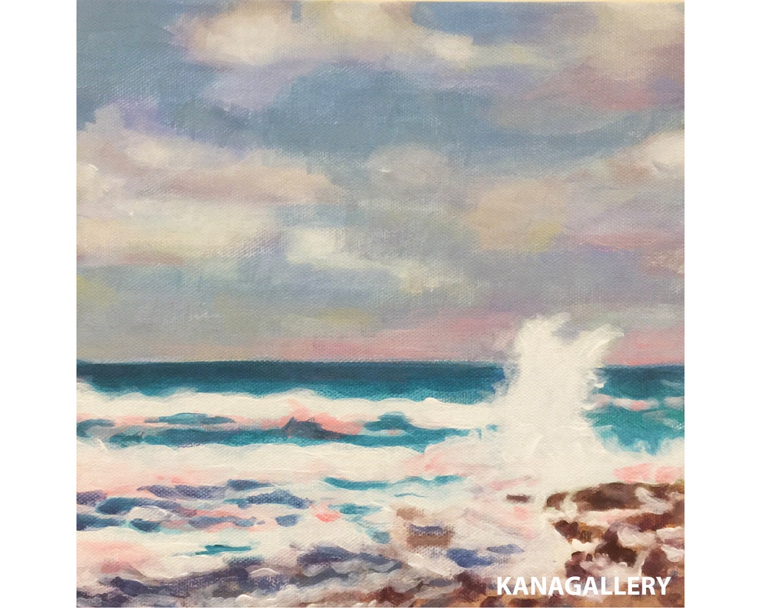 Harbor Painting, Original Sea Painting, Ocean Wave Painting, Coastal ...