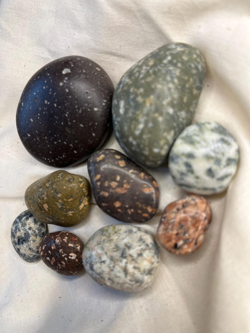 River Rock, Spotted, Black, White, Polished - Etsy