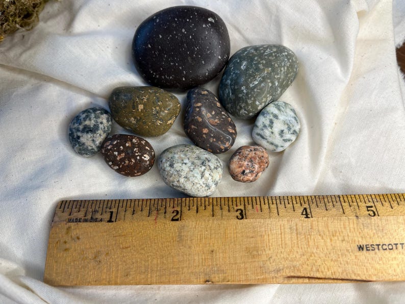 River Rock, Spotted, Black, White, Polished - Etsy