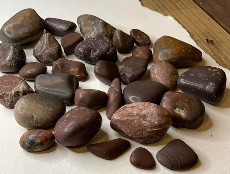 River Rock, Red, Dark, Grey, Polished - Etsy