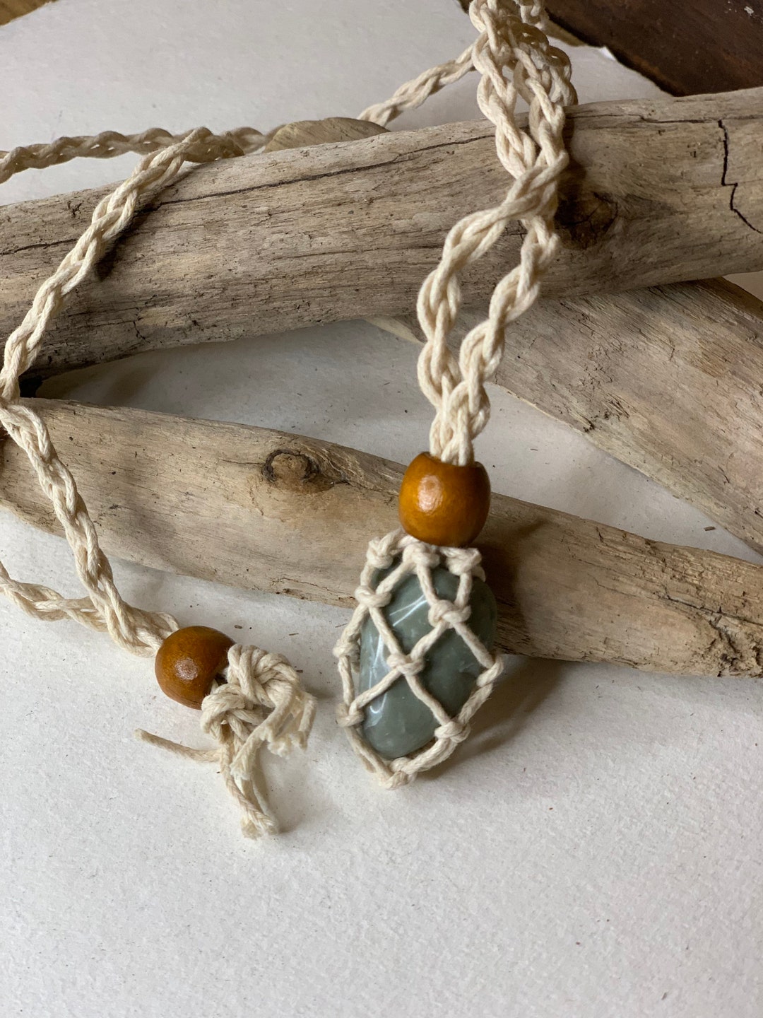 River Rock, Macrame, Cord, Beige, Necklace - Etsy