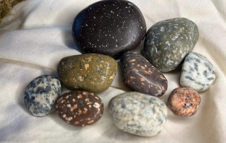 River Rock, Spotted, Black, White, Polished - Etsy